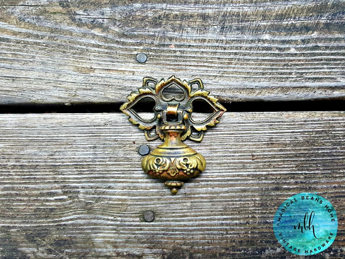 Vintage Keeler Brass Co Ornate Bell Tear Drop Pulls in Solid Brass ...