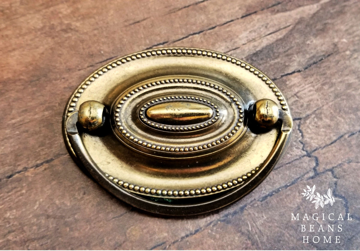 Antiqued Brass Oval Hepplewhite Drop Bail Pulls - Magical Beans Home