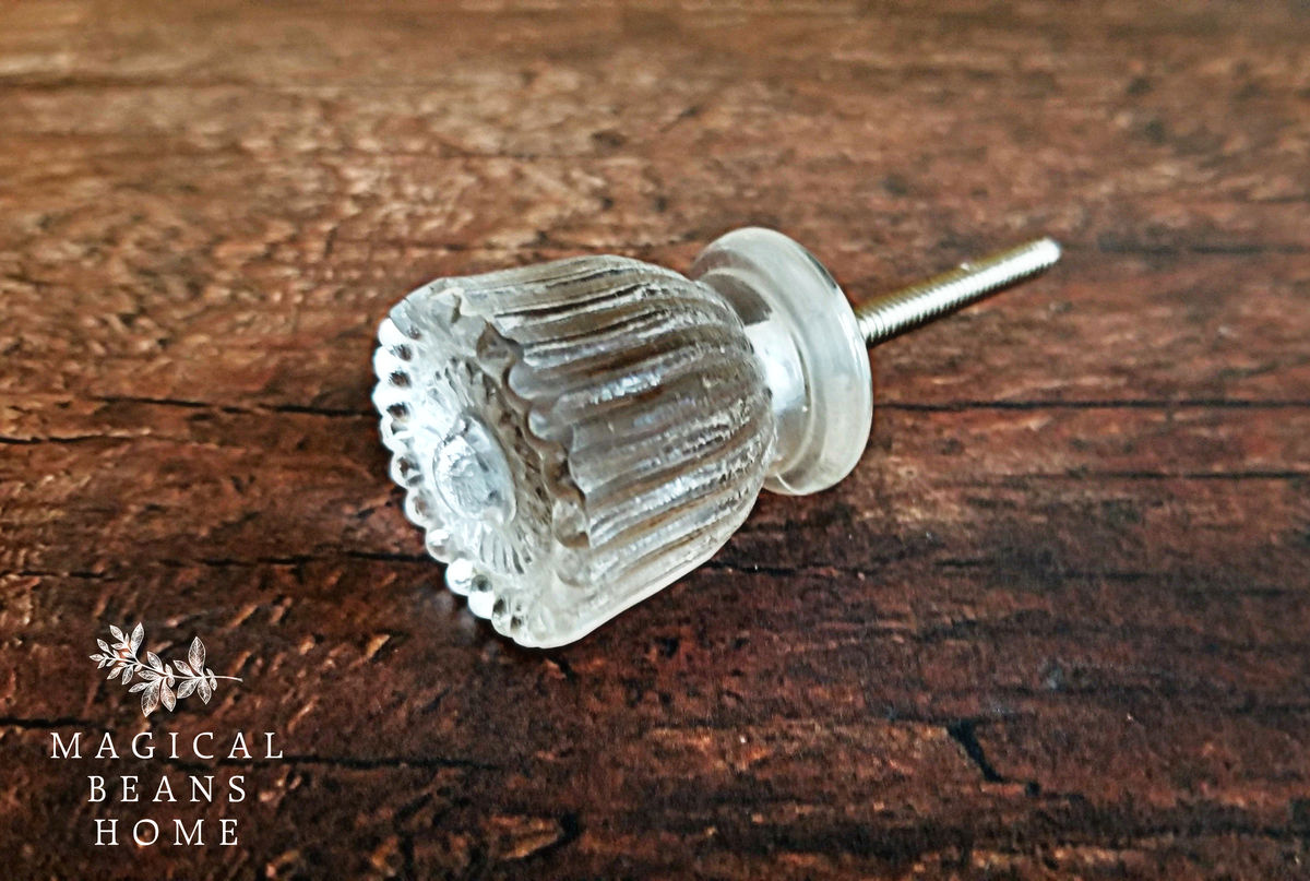 Vintage Inspired Fluted Clear Matte Glass Knob - Magical Beans Home