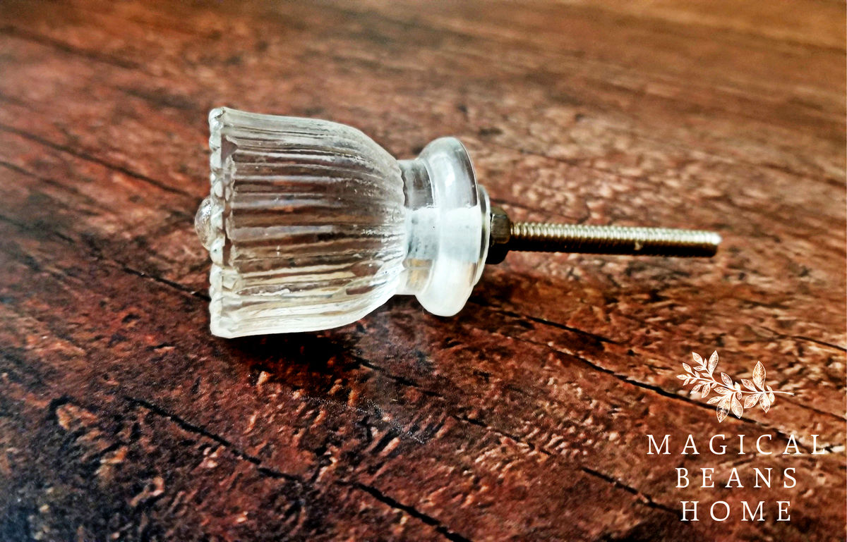 Vintage Inspired Fluted Clear Matte Glass Knob - Magical Beans Home
