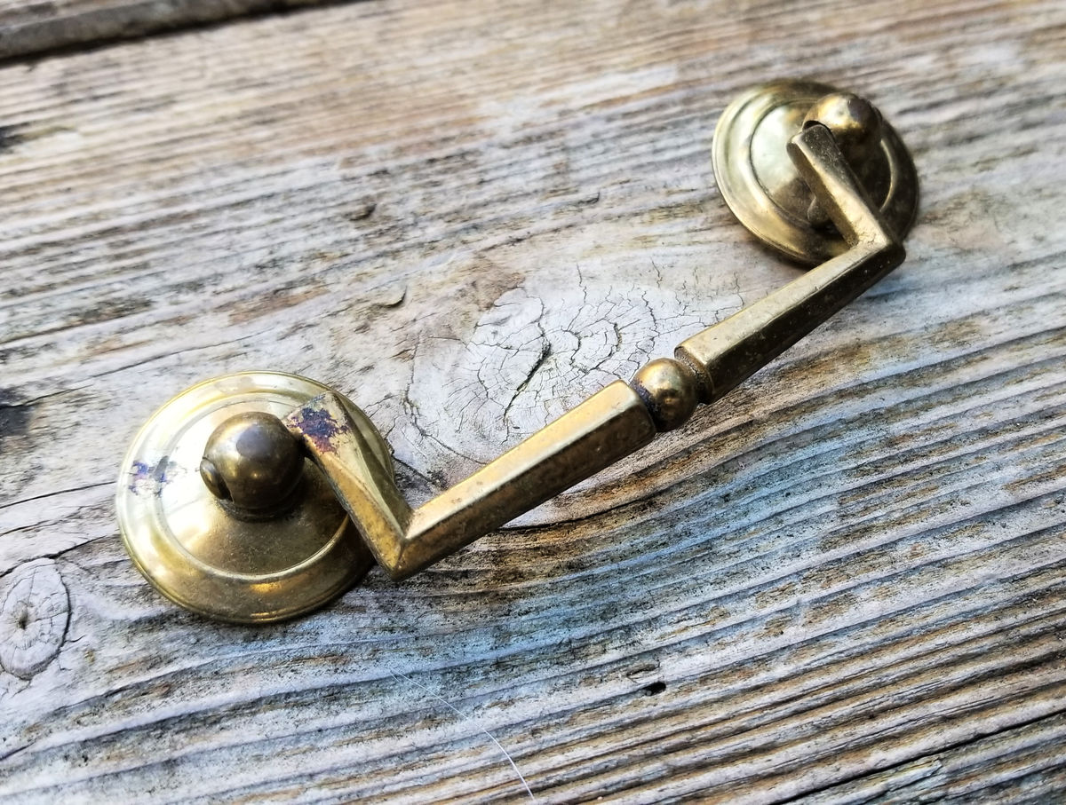 Vintage Keeler Brass Co Gold Square Drop Pull in Solid Brass - Magical ...