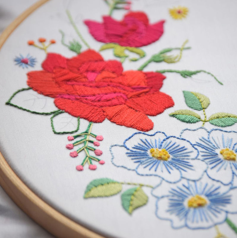 Printed Embroidery Pattern Rose - Leah Halliday