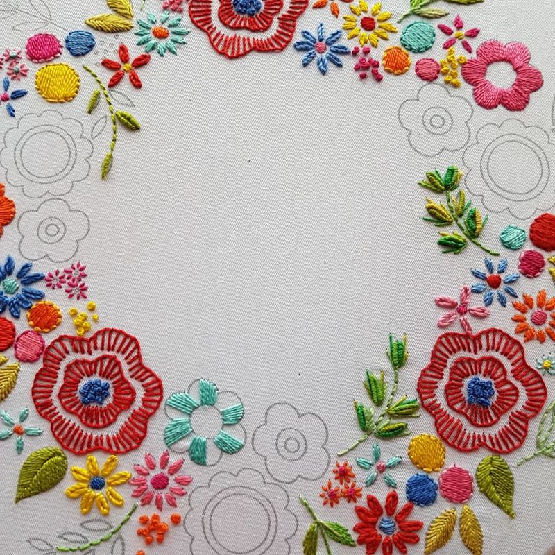 Printed Embroidery Pattern Floral Wreath - Leah Halliday