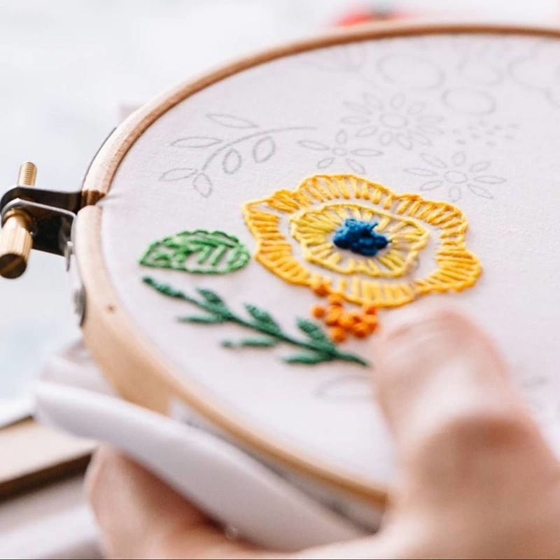 Printed Embroidery Pattern Floral Wreath - Leah Halliday