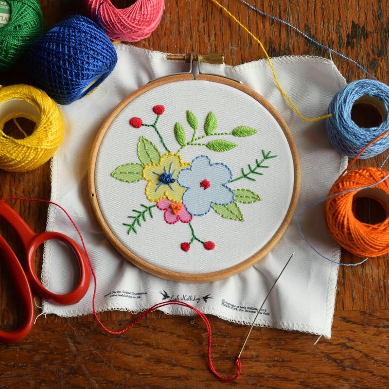 Printed Embroidery Pattern Flowers - Leah Halliday