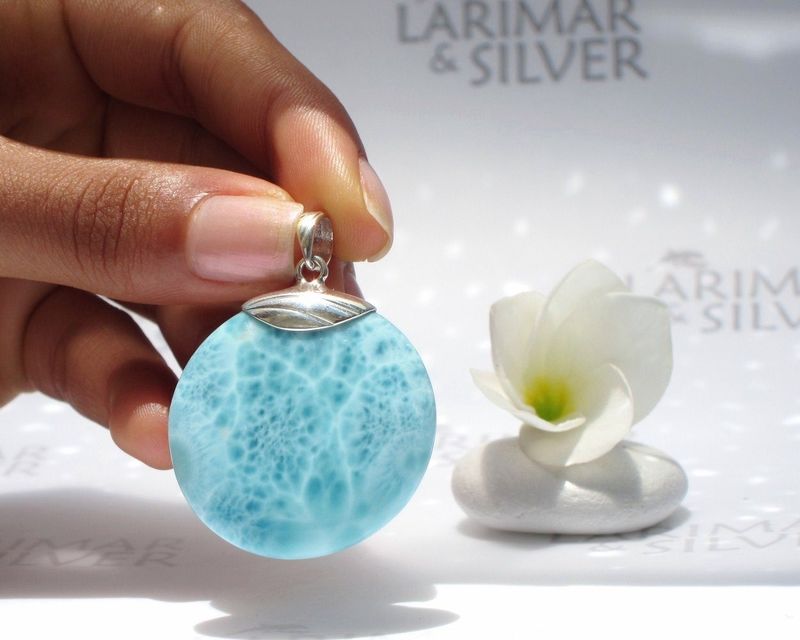 SOLD OUT - AAA Larimar round pendant - Source of the Godesses ...