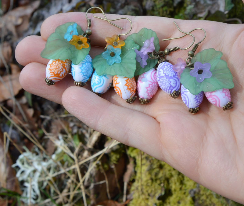 Easter egg earrings - cute spring pisanki easter jewelry - kawaii ...