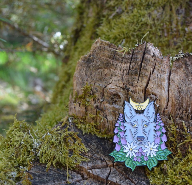 Cute wolf enamel pin - witchy pins - German Shepherd wolfdog jewelry ...