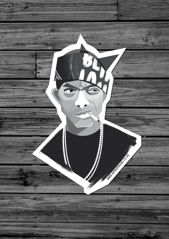 Vinyl sticker 5 - Hip Hop Head prints by Dale Edwin Murray