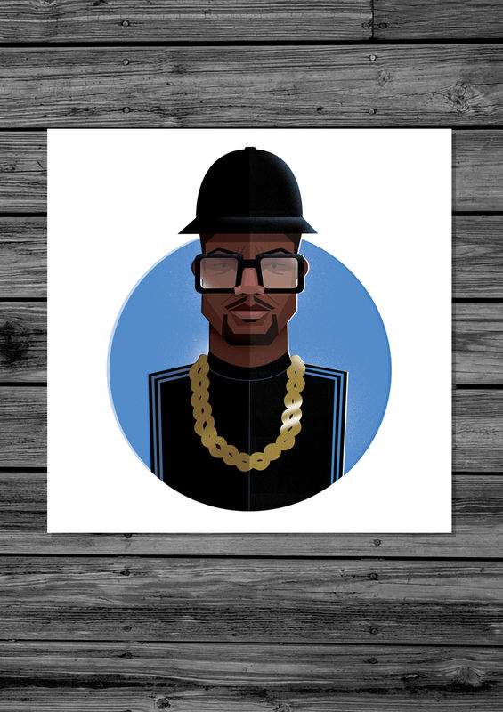 RUN DMC Postcards - Hip Hop Head prints by Dale Edwin Murray