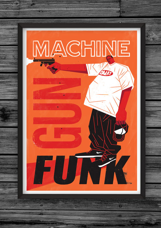 MACHINE GUN FUNK (LTD ED) - Hip Hop Head prints by Dale Edwin Murray