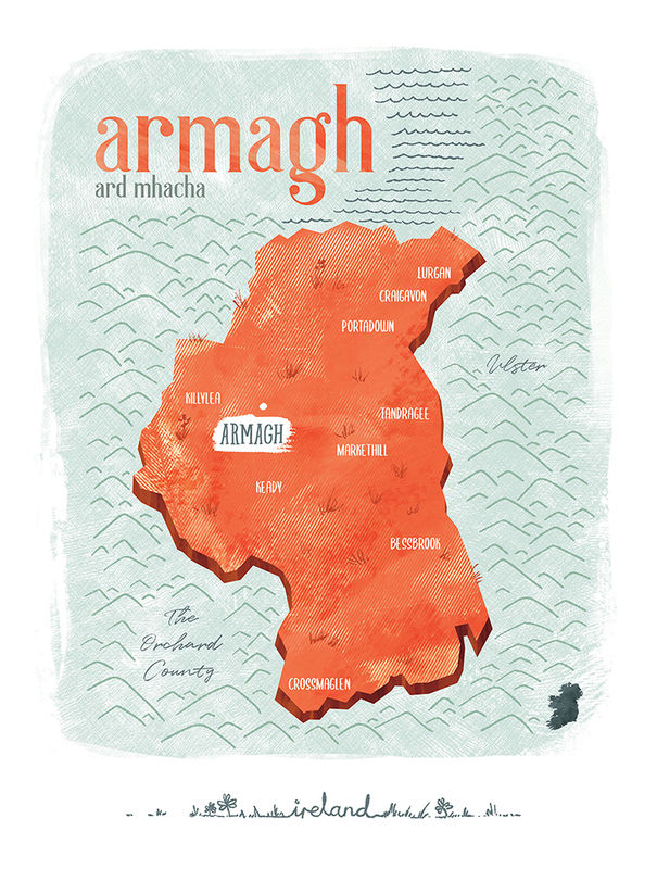 Irish County Armagh Print (21cm x 30cm) - Paddy Donnelly Print Store