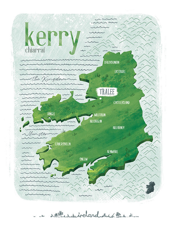 Irish County Kerry Print (21cm x 30cm) - Paddy Donnelly Print Store