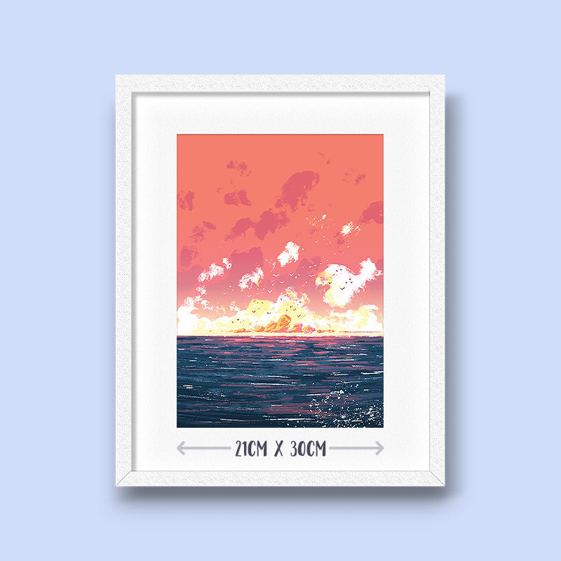 Fiery Sea Sky (21cm x 30cm) - Paddy Donnelly Print Store