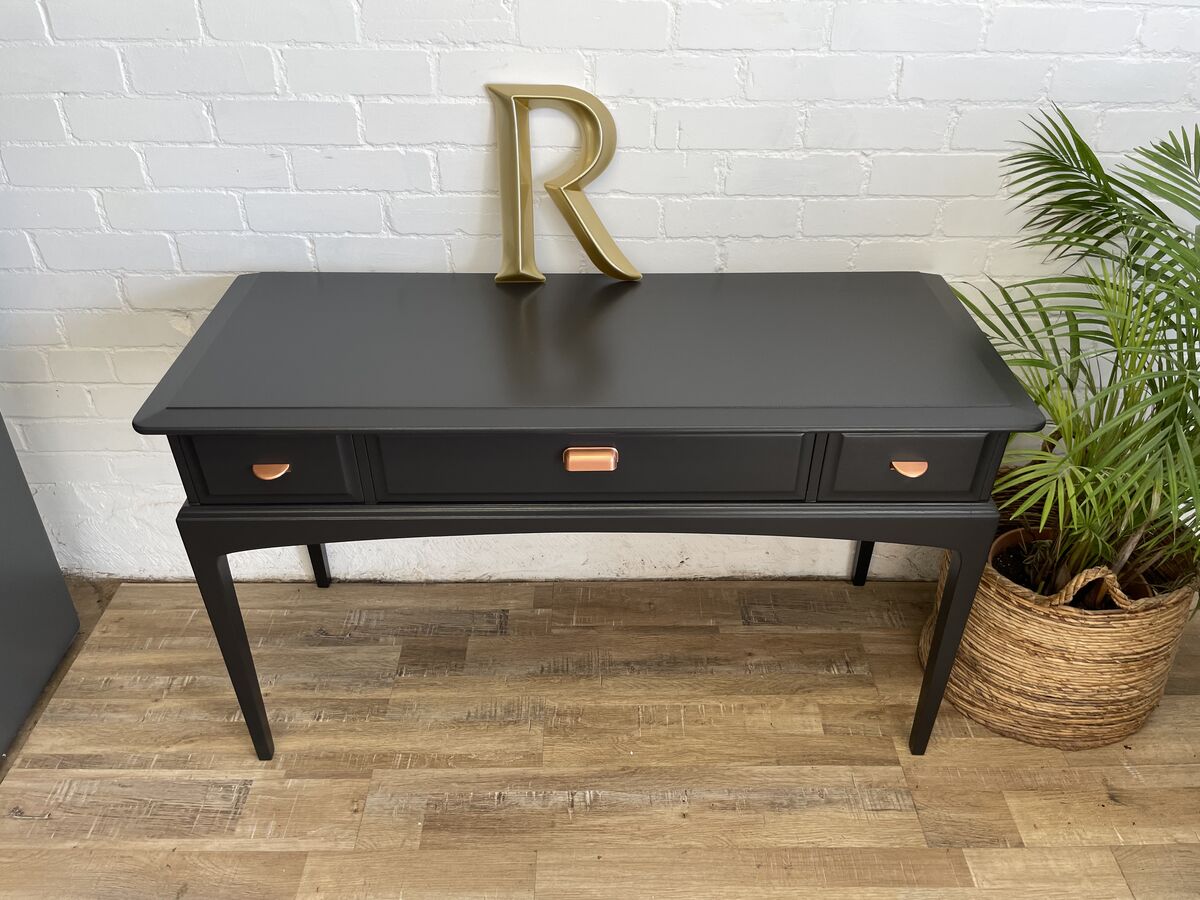 Stag Minstrel 3 Drawer Console Dressing Table Painted Black - Roosters