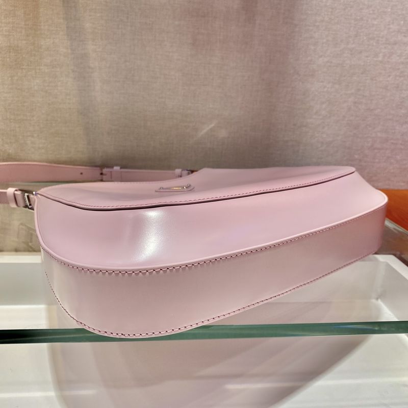 Prada Cleo Brushed Leather Shoulder Bag Baby Pink - The Shoe Box
