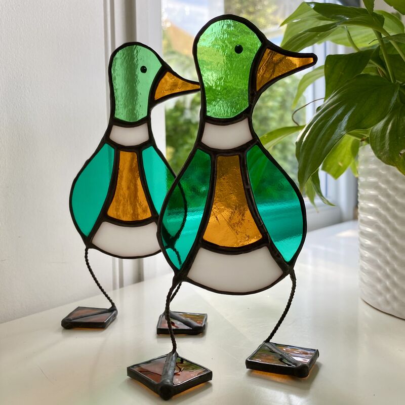 Stained Glass Duck Ornament (Made to Order) - Glass and Crafts UK