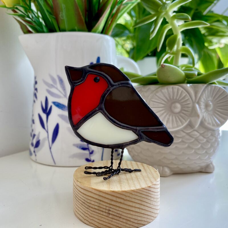 Stained Glass Robin Ornament (Made to Order) - Glass and Crafts UK
