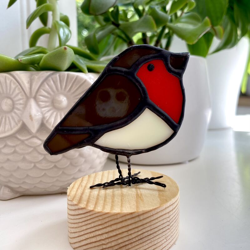 Stained Glass Robin Ornament (Made to Order) - Glass and Crafts UK