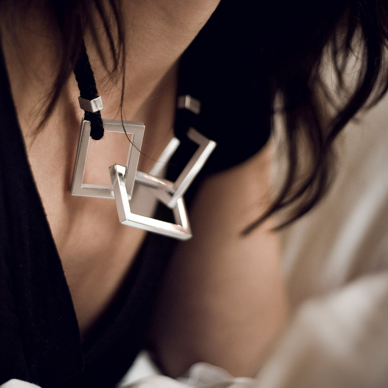 necklace - 3 loops BIG - ag - MOQUII