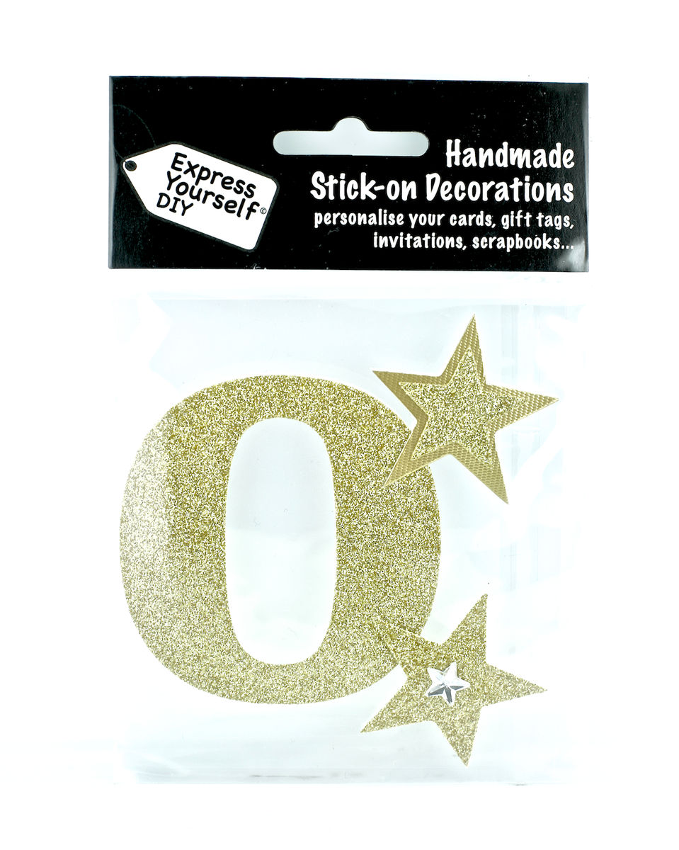 Large Gold Glitter Number 0 - EXPRESS YOURSELF DIY