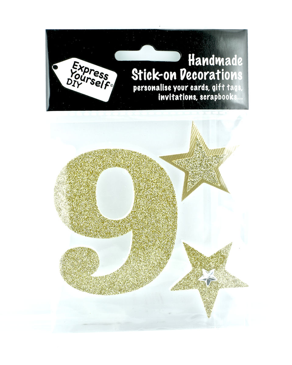 Large Gold Glitter Number 9 - EXPRESS YOURSELF DIY