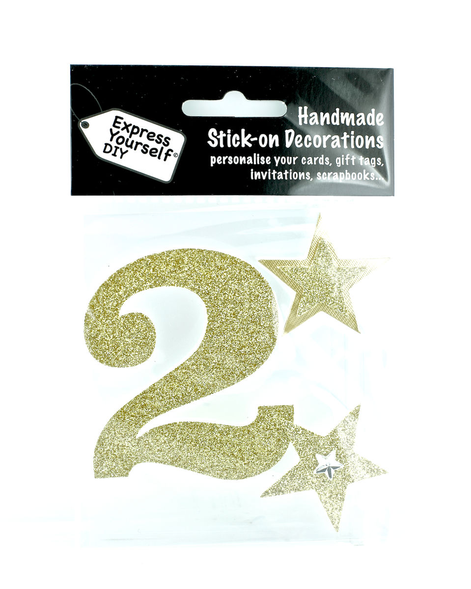 Large Gold Glitter Number 2 - EXPRESS YOURSELF DIY